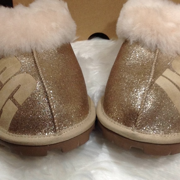 UGG | Shoes | Ugg Coquette Gold Sparkle Slippers | Poshmark